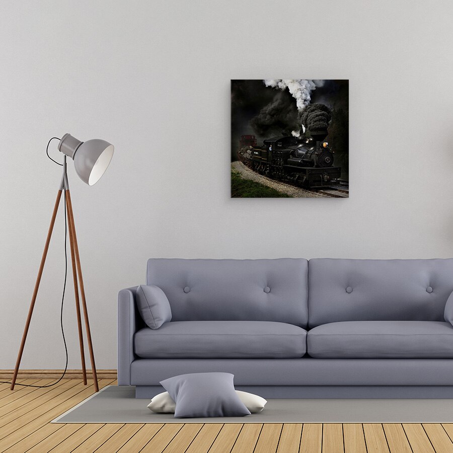 Fújd be a sípot, gőz, vonat, füst, vasút, vasút - Vászonkép, 80 x 80 cm ...