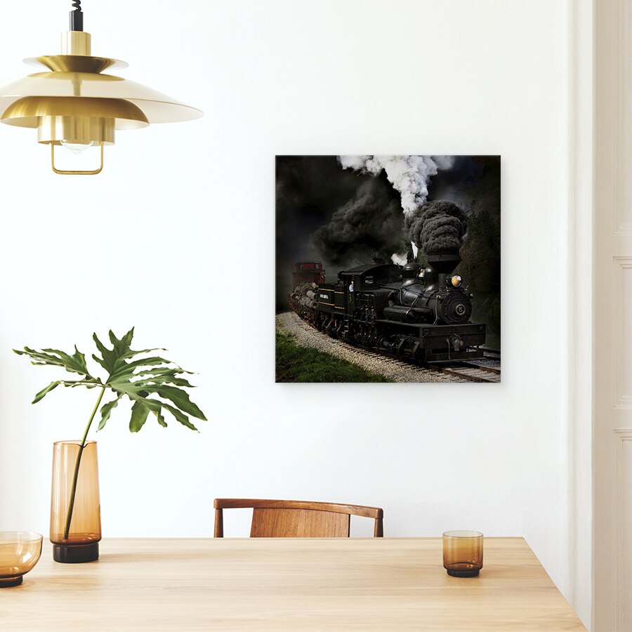 Fújd be a sípot, gőz, vonat, füst, vasút, vasút - Vászonkép, 80 x 80 cm ...