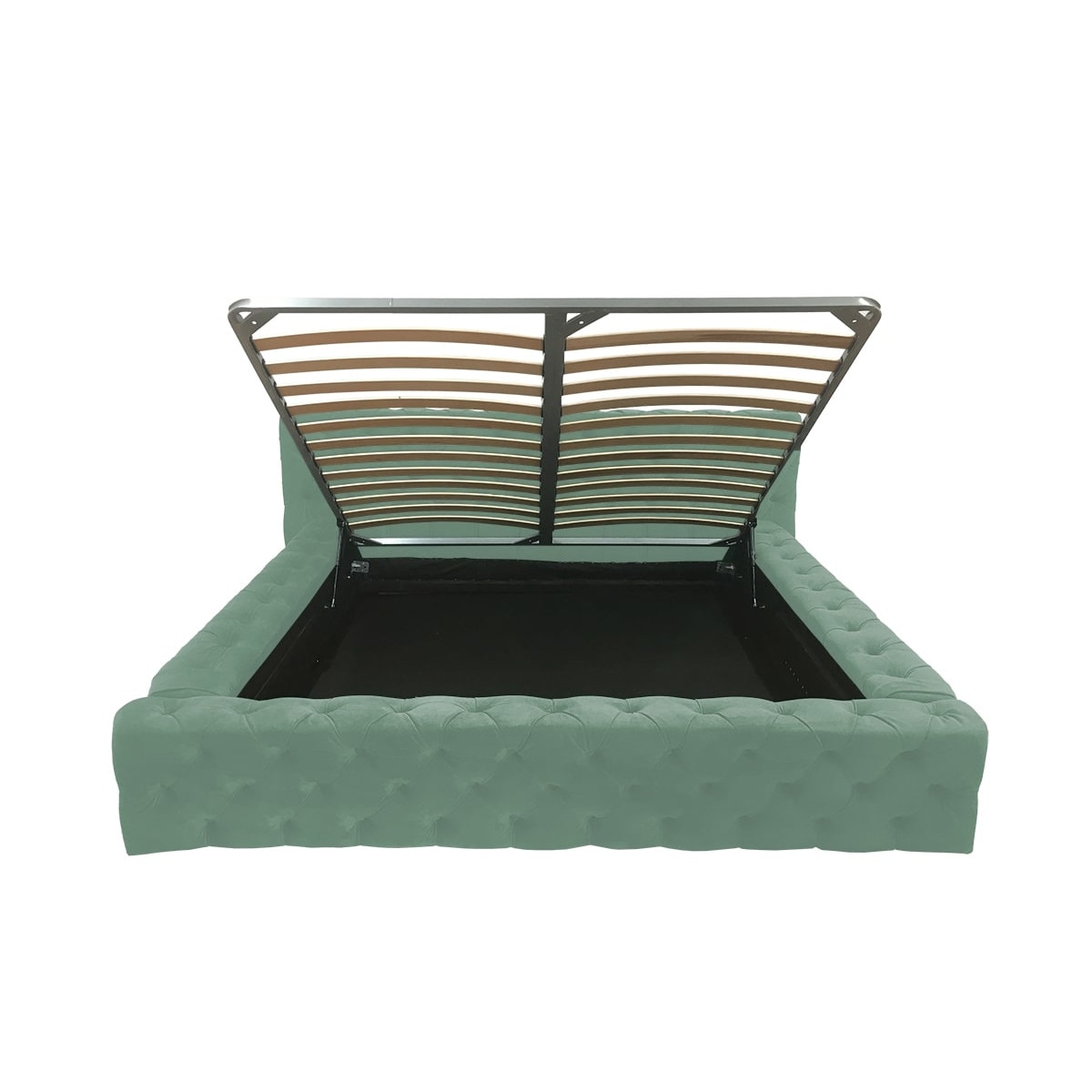 Pat tapitat Gold Verde menta, MobAmbient, cu tablie Chesterfield din ...