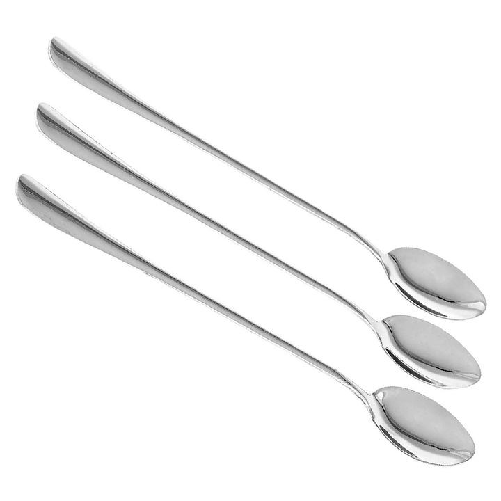 Set 3 lingurite lungi metalice, 21 cm - eMAG.ro