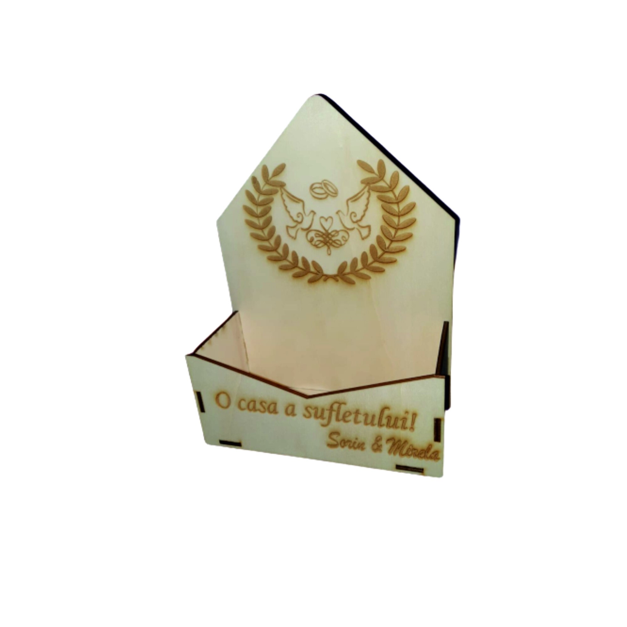 Cutie mare pentru Aranjamente Florale, Coroana Lauri, Lemn, 20x9 cm ...