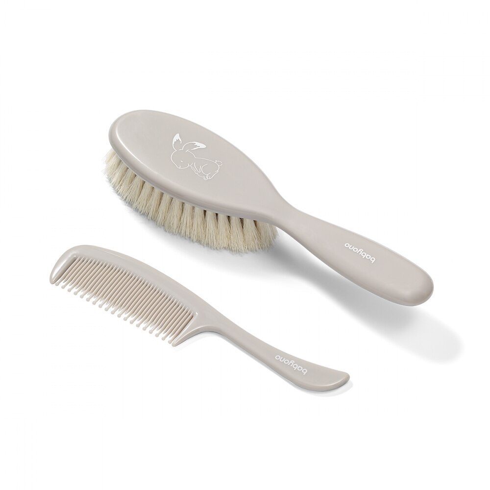 Set perie din par natural super moale si pieptene Bunny Grey - eMAG.ro