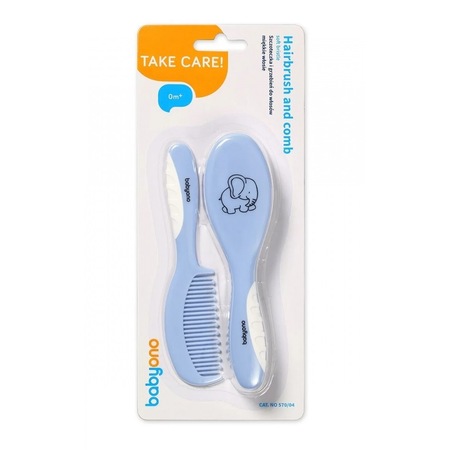 Set perie si pieptene BabyOno bleu din par moale - eMAG.ro