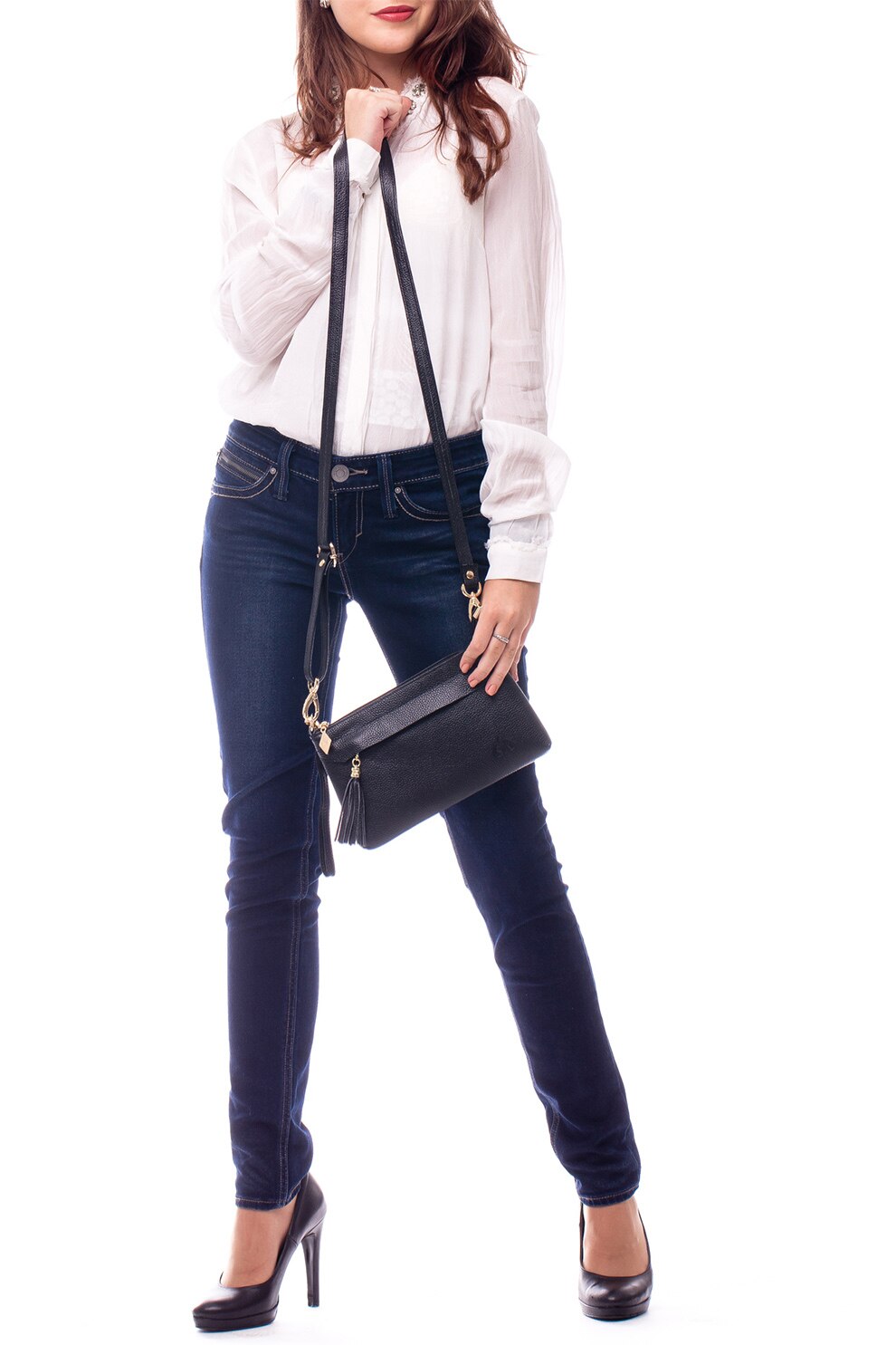 C'iel, Кожена чанта Ava с пискюл, Черен - eMAG.bg