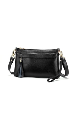 C'iel, Кожена чанта Ava с пискюл, Черен - eMAG.bg
