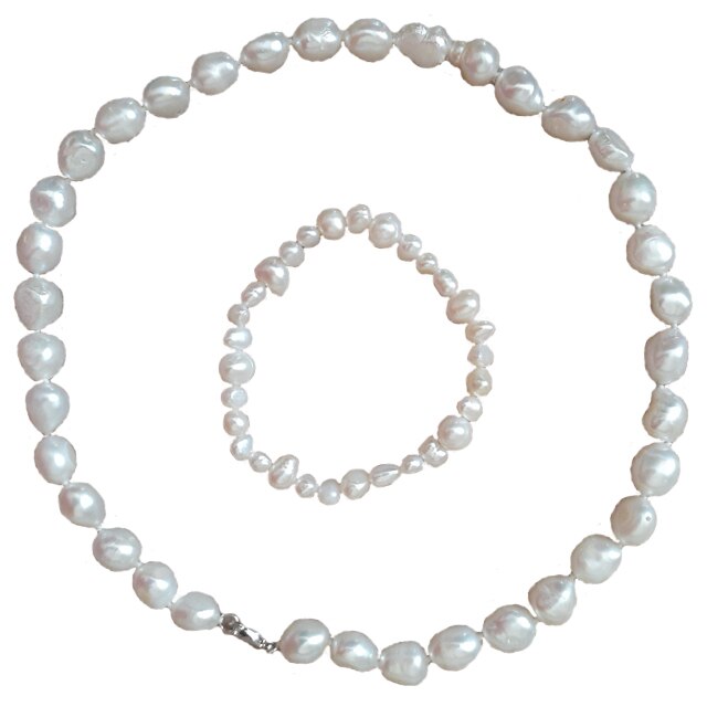 Set lantisor si bratara perle dama, alb, 92 cm lungime lantisor - eMAG.ro