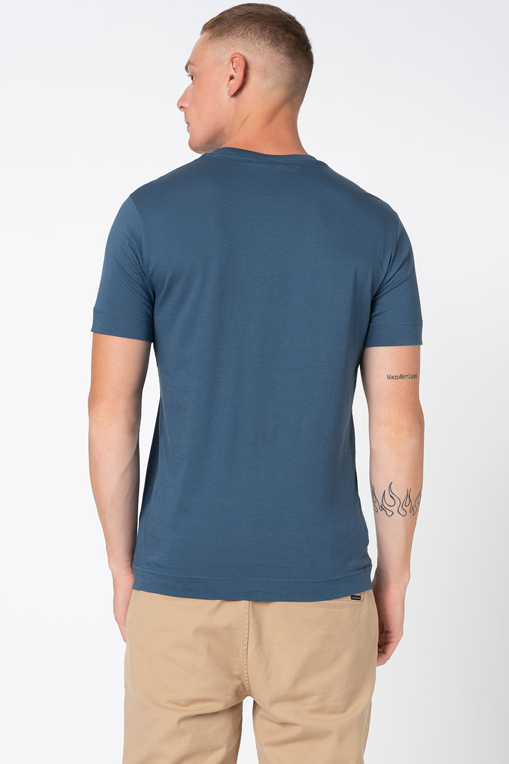 Emporio Armani, Памучна тениска с лого, Бензин синьо, 2XL - eMAG.bg