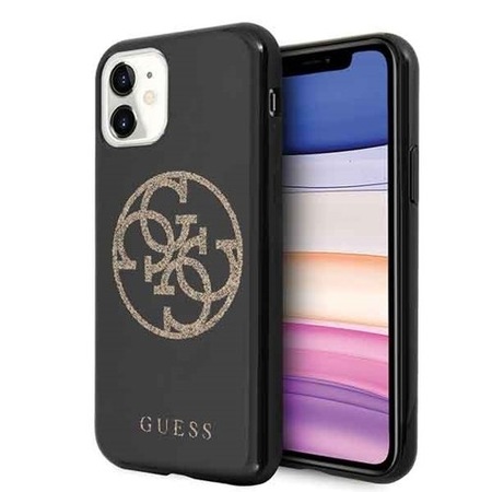 Калъф Guess Glitter 4G Circle Logo за iPhone 11, Black - eMAG.bg