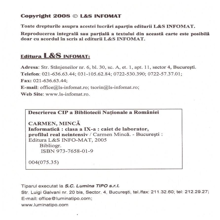 Informatica - Caiet de laborator pentru clasa a IX-a Profilul Real ...