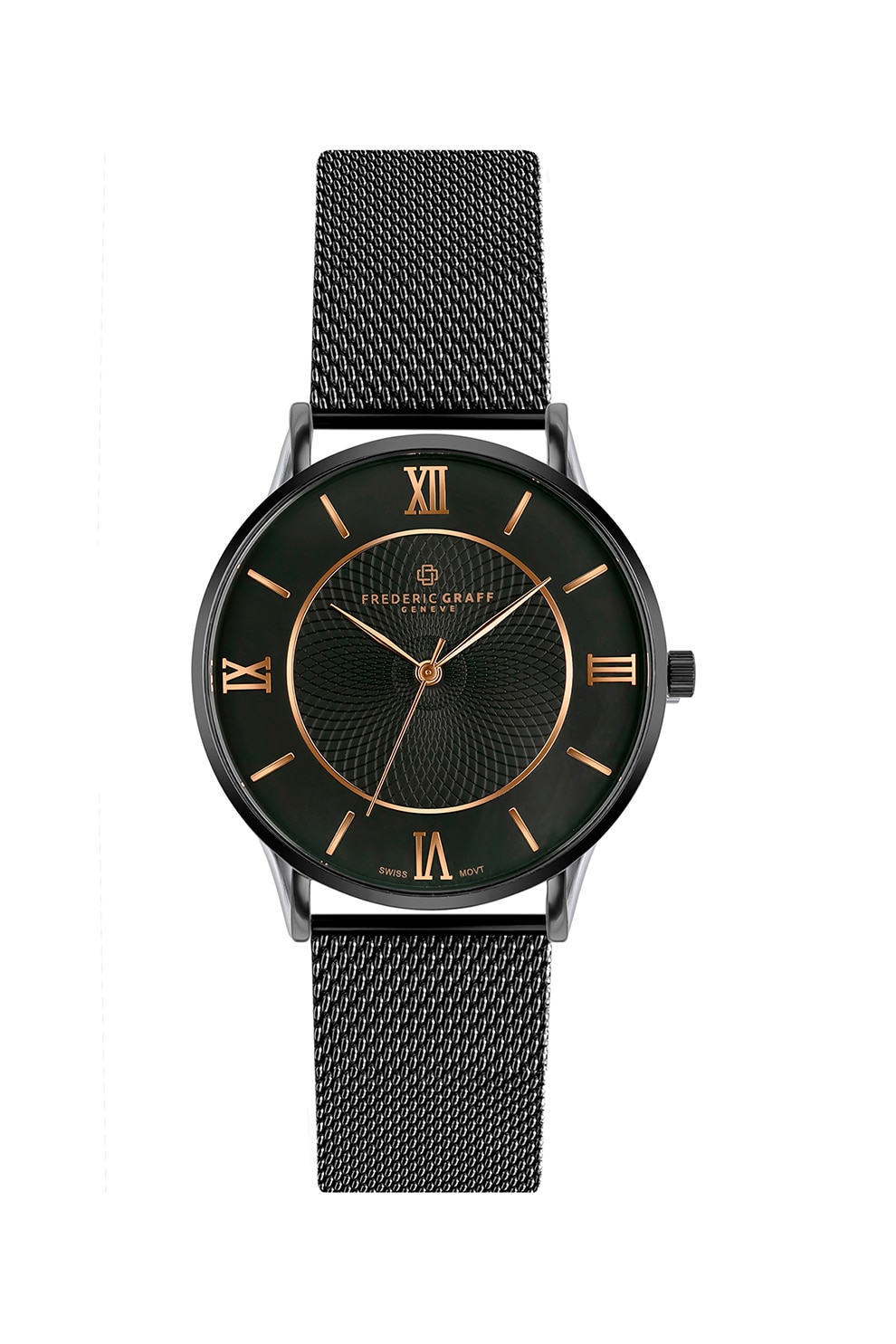 Frederic Graff, Унисекс часовник с мрежеста верижка, Черен - eMAG.bg