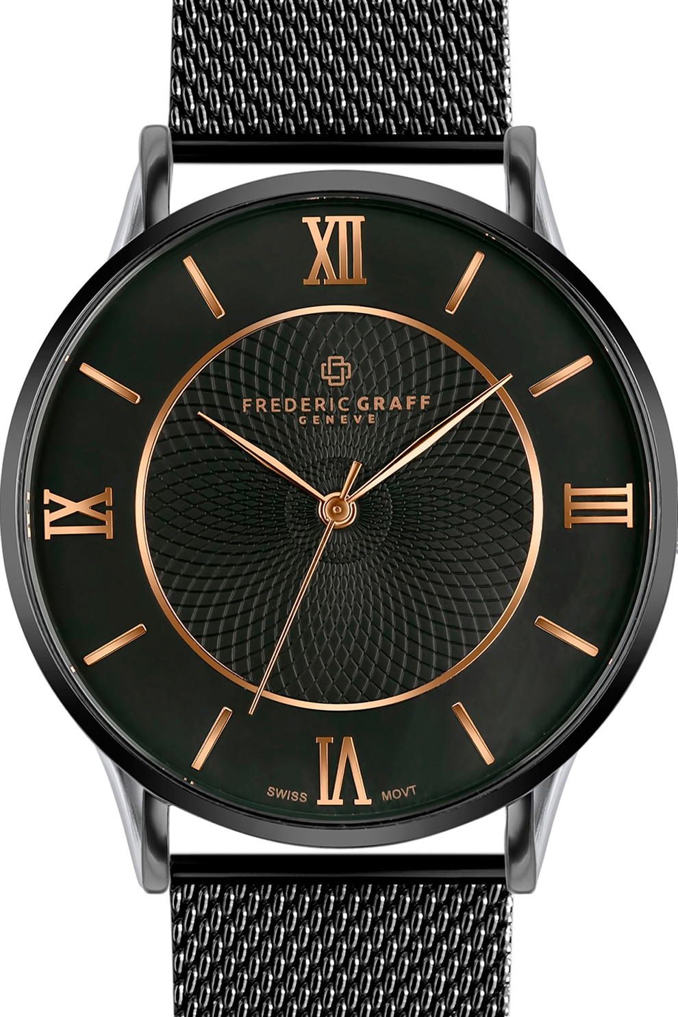 Frederic Graff, Унисекс часовник с мрежеста верижка, Черен - eMAG.bg