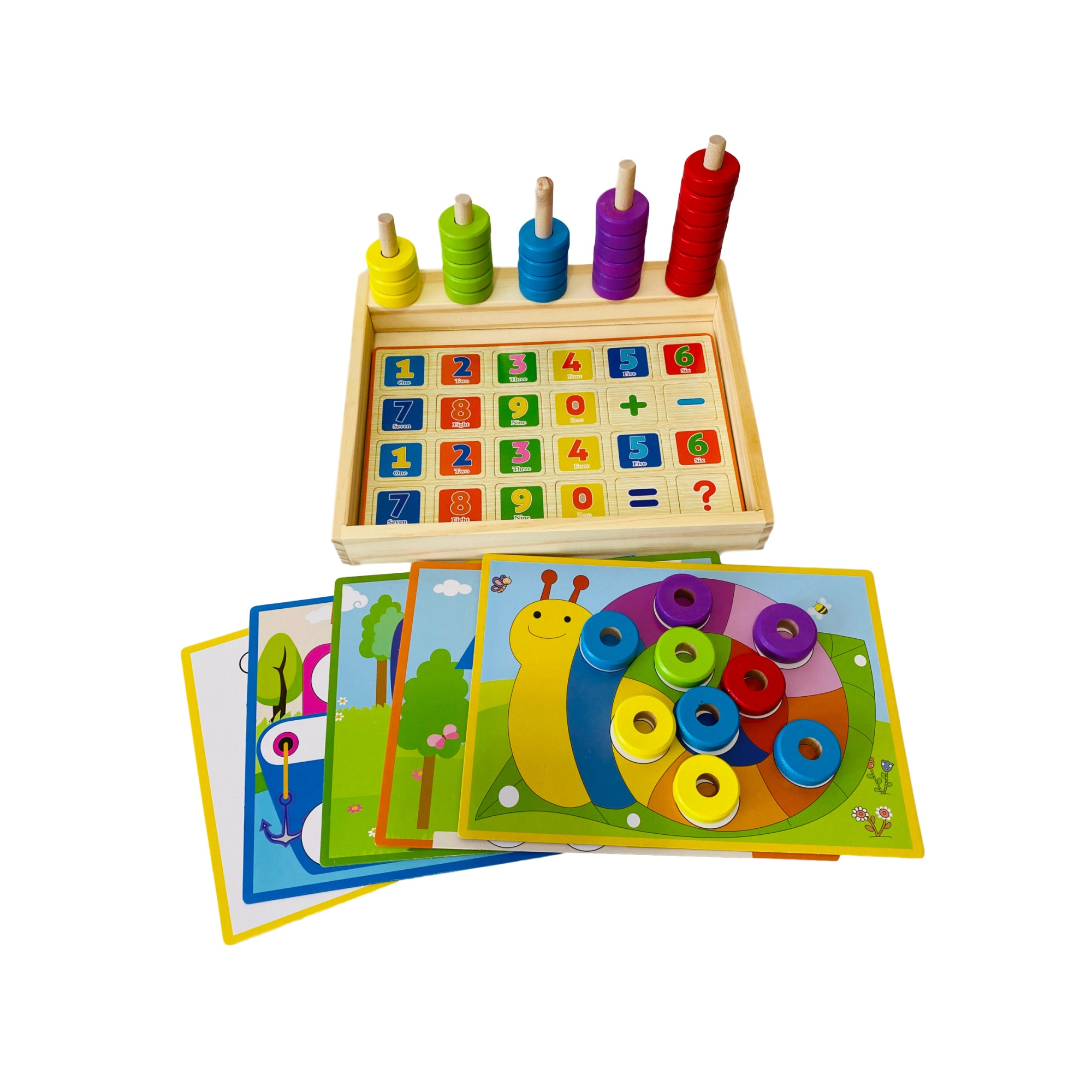 Joc educativ 3 in 1, cifre, asociere culori si puzzle, Unitoys - eMAG.ro