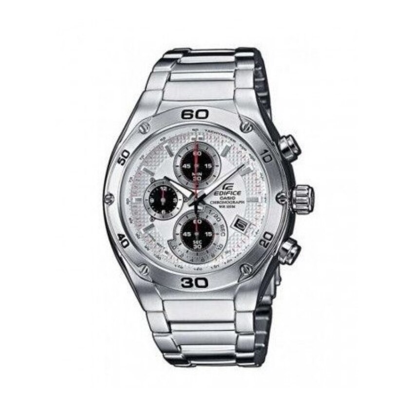 Ceas barbatesc Casio Edifice, din otel inoxidabil, argintiu si alb ...