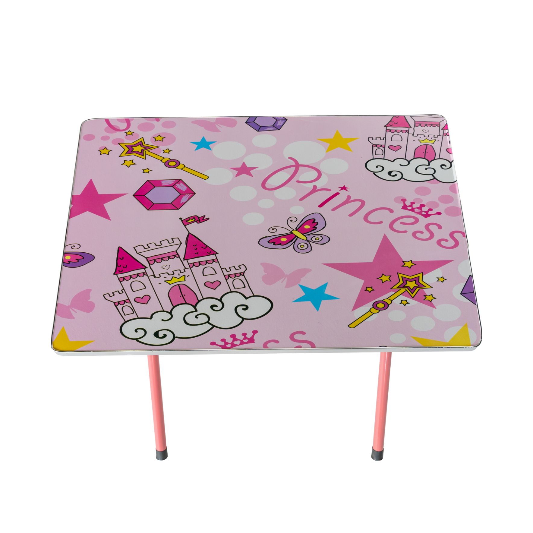 Set birou pliabil cu scaun copii design "Princess", culoare roz - eMAG.ro