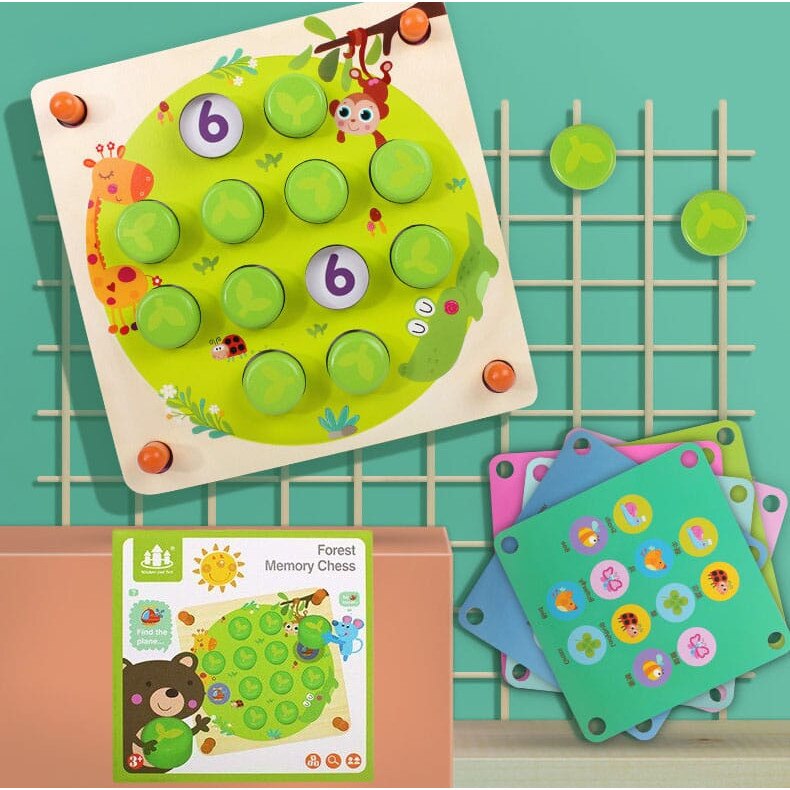 Joc de memorie pentru copii, cu planse si pioni din lemn - eMAG.ro