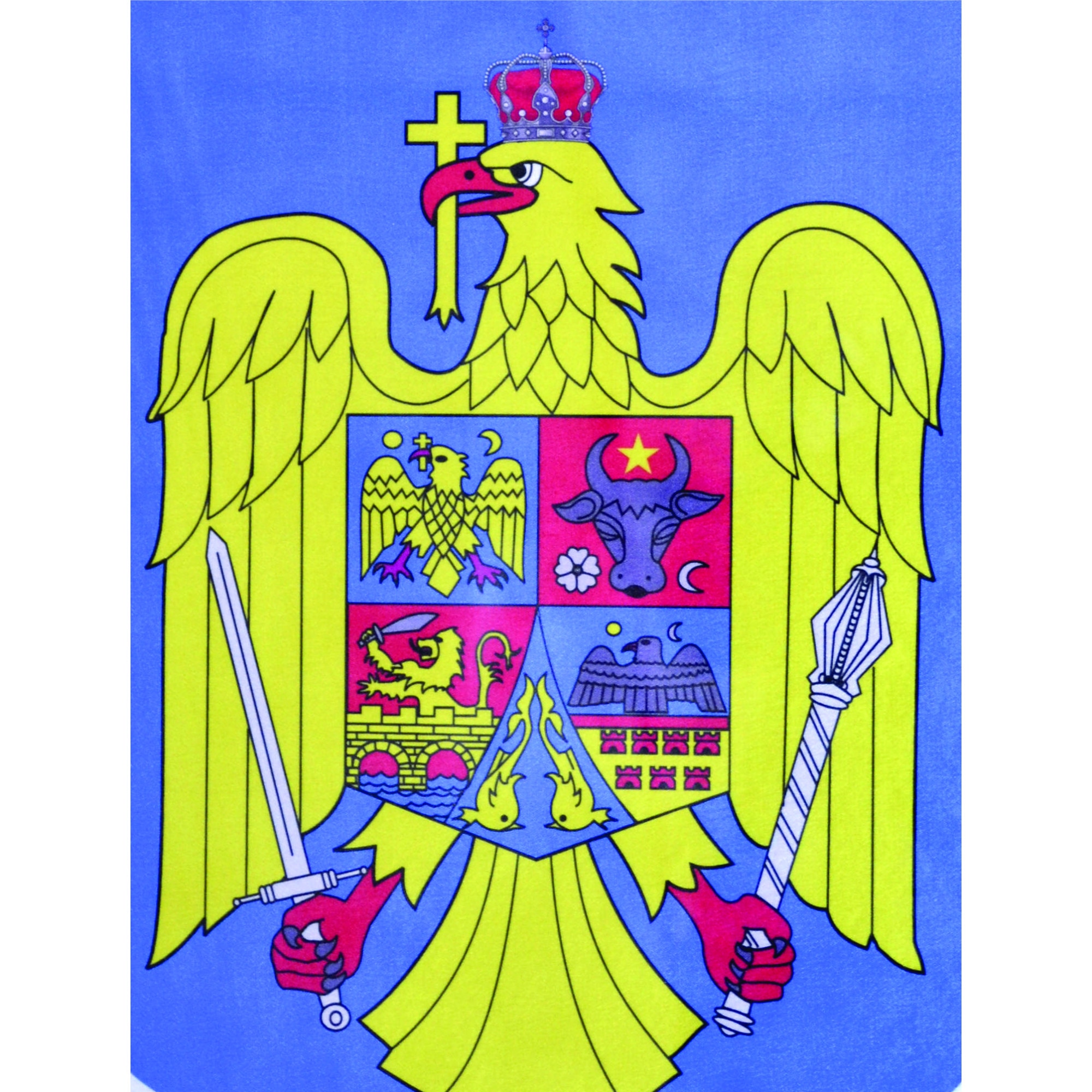 Stema Romaniei - dimensiune 21 x 30 cm- MATASE - eMAG.ro
