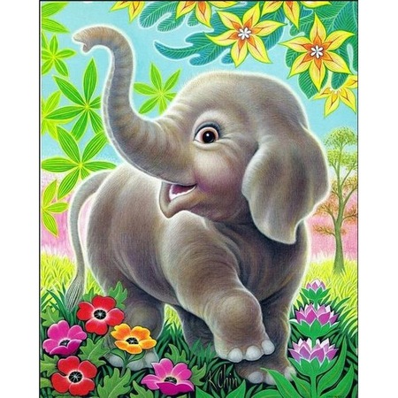 Pictura pe numere Tablou 100, Elefantul Dumbo, 20x30 cm - Krista® - eMAG.ro