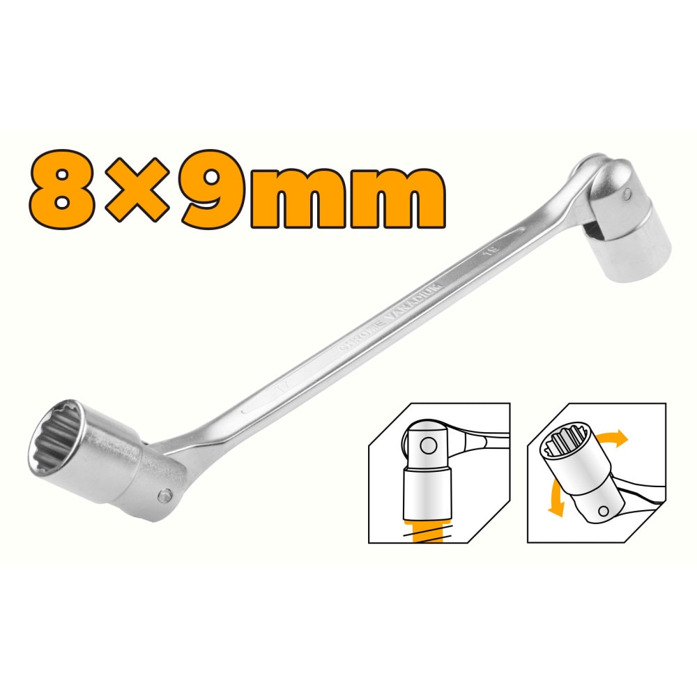 Cheie dubla tubulara cu capat rotativ. Cr-V. 8x9mm, Tolsen - eMAG.ro