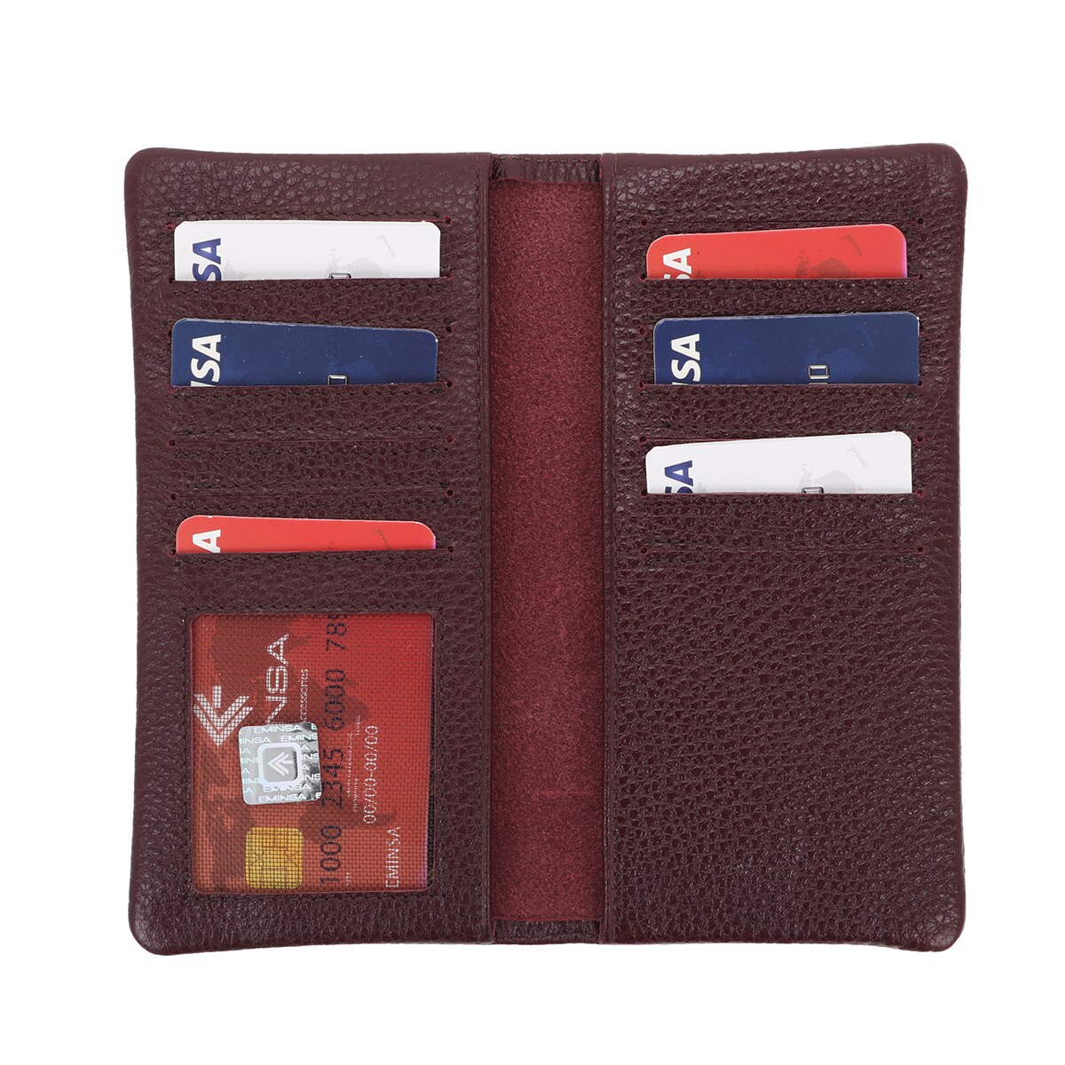 Port carduri din piele naturala moale, burgundy, model 1119, MAGAZINUL ...