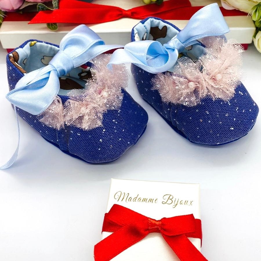 Botosei Bebe Blue Sky, pentru Botez, lucrati manual, albastru regal, 10 ...