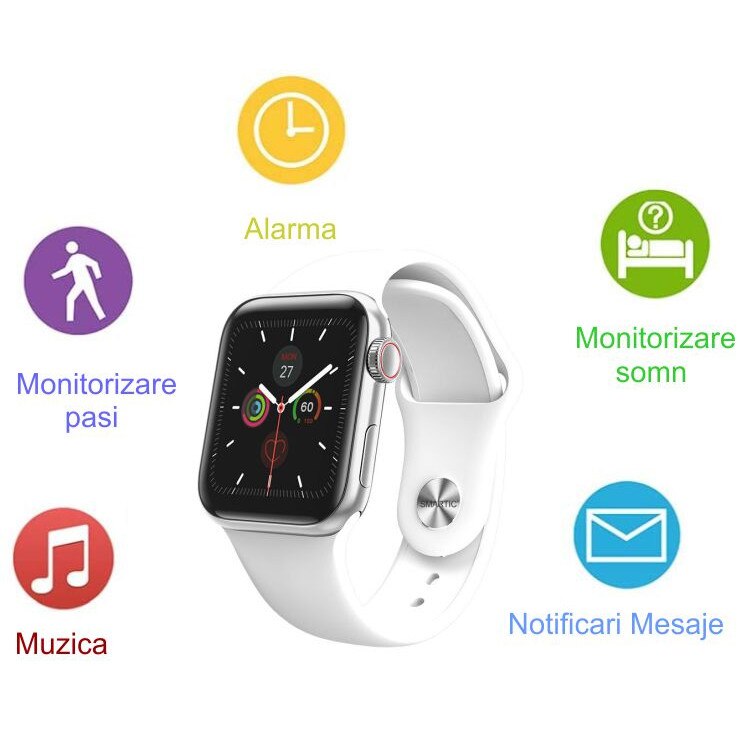 Ceas Smartwatch W58 Display HD, 1.3 inch, Bluetooth, Bratara ...