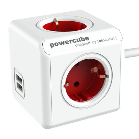 Prelungitor Cub 4 prize, 2 porturi USB, Lungime Cablu 1.5 m, Protectie ...