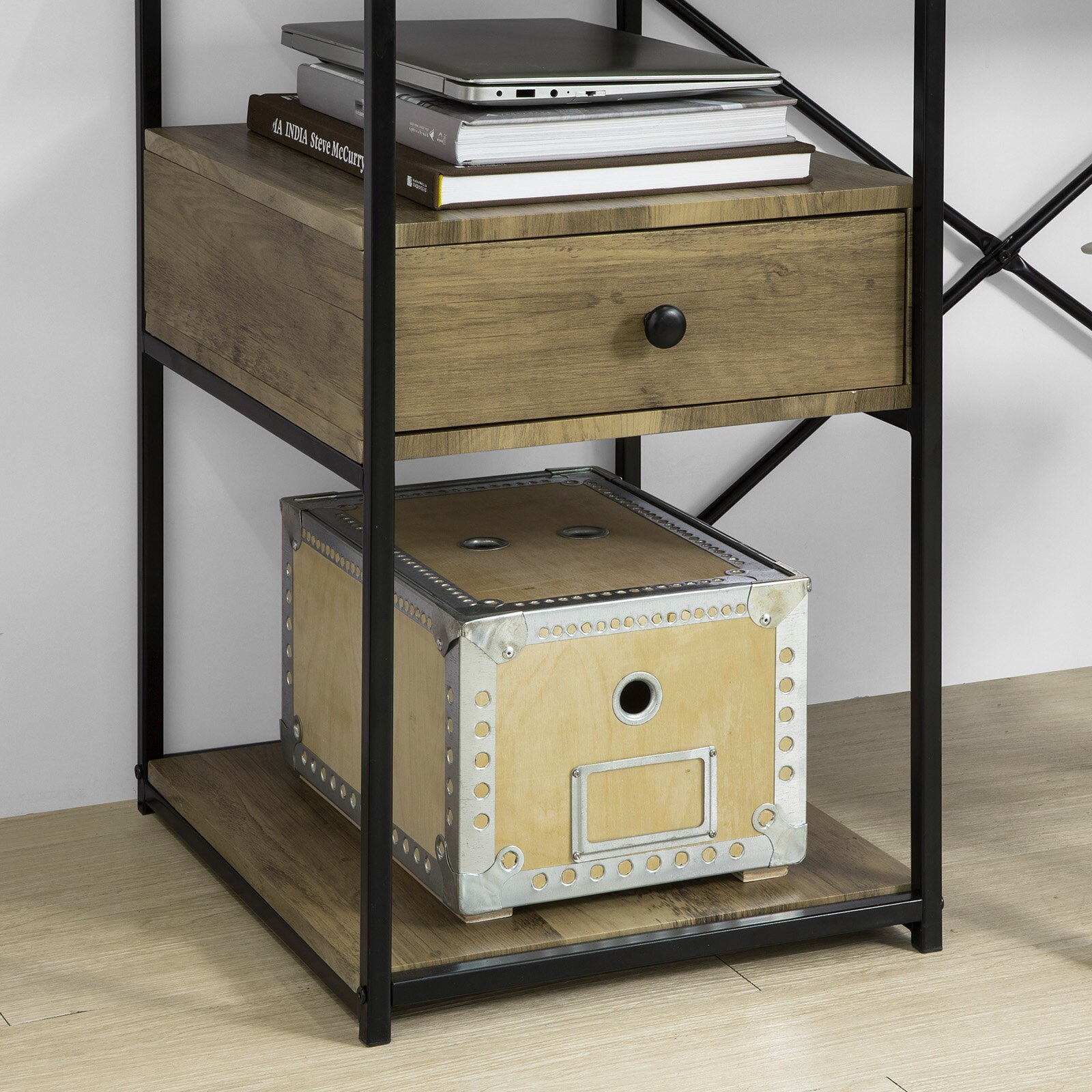 Birou cu rafturi FWT61-N, SoBuy, 118 cm x 48 cm x 75 cm, MDF/Metal ...