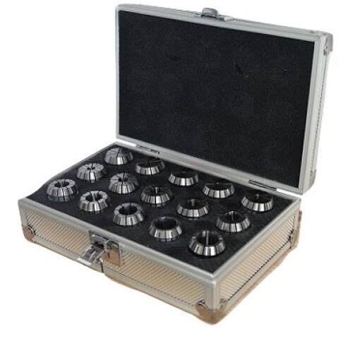 Set Bucse elastice ER25, 2 - 16 mm, 15 bucati, in carcasa de aluminiu ...