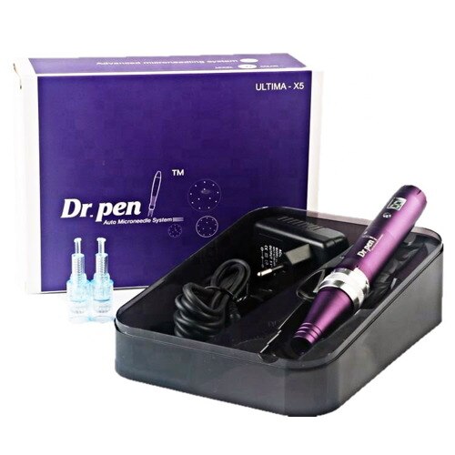 Aparat masaj facial, Dermapen, 10 capete rezerva cu 12 ace din titan ...