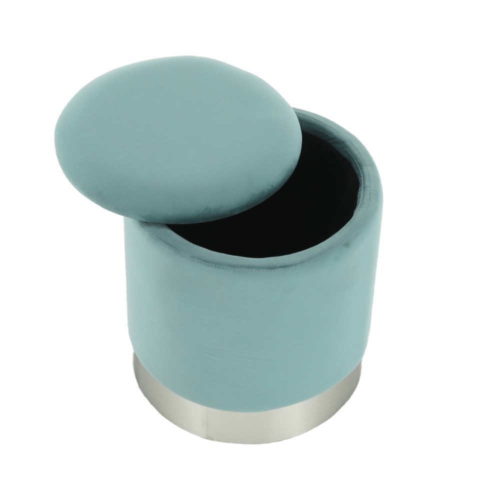 Taburet catifea cu spatiu de depozitare, turcoaz, Meteore - Butopea ...