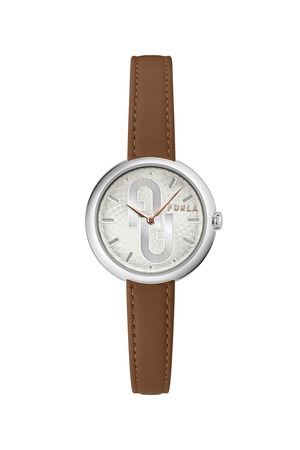 Furla, Ceas quartz cu o curea din piele Cosy, Maro/Argintiu - eMAG.ro