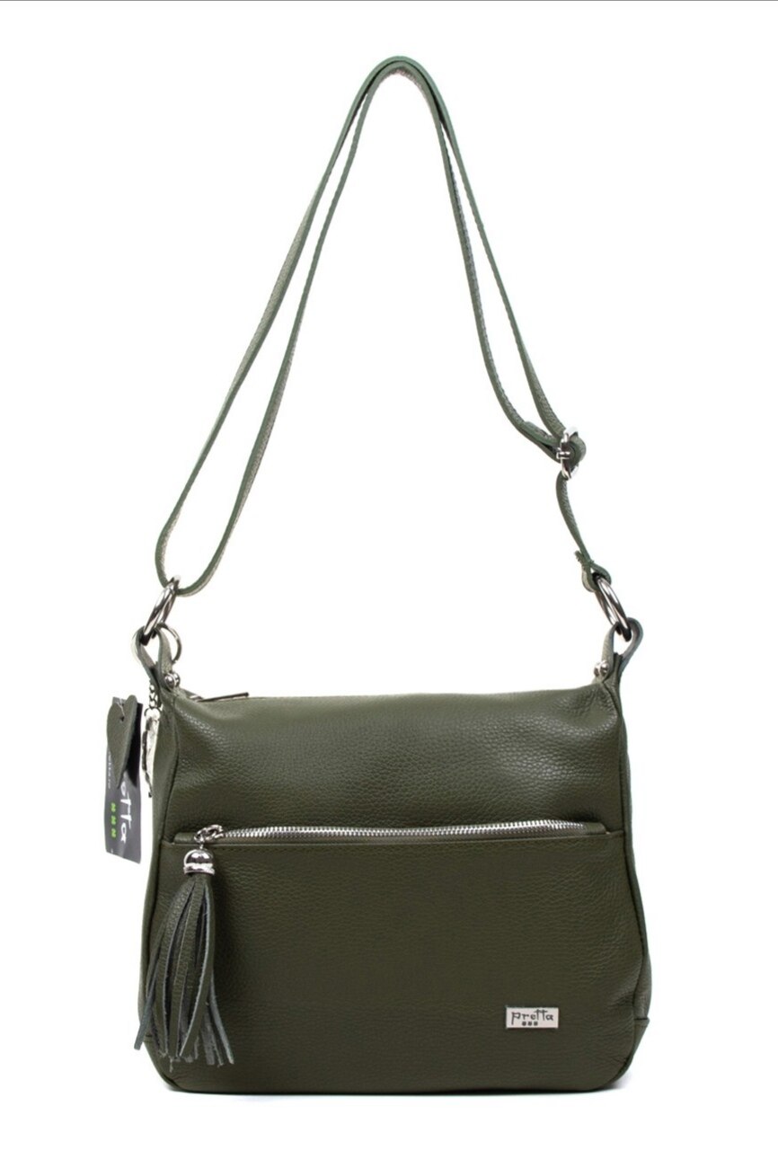 Geanta Piele, Tip Postas, Pretta, Model Pretta-640, Olive - eMAG.ro