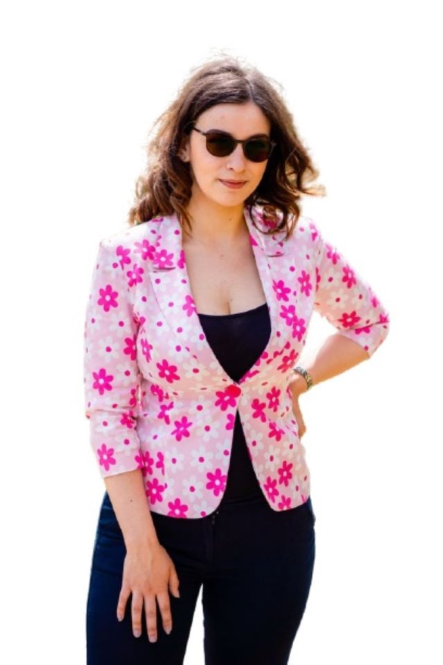 Sacou AMZ flower power pink, bumbac, cambrat, marime 38 - eMAG.ro