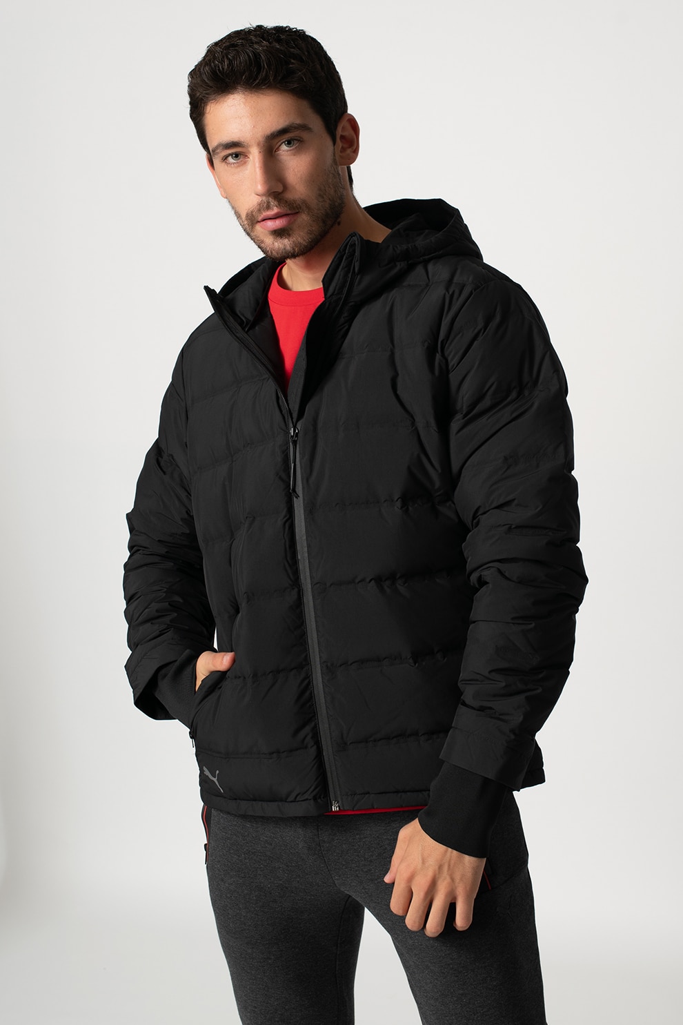 Puma, Geaca cu aspect matlasat Scuderia Ferrari, Negru, S - eMAG.ro