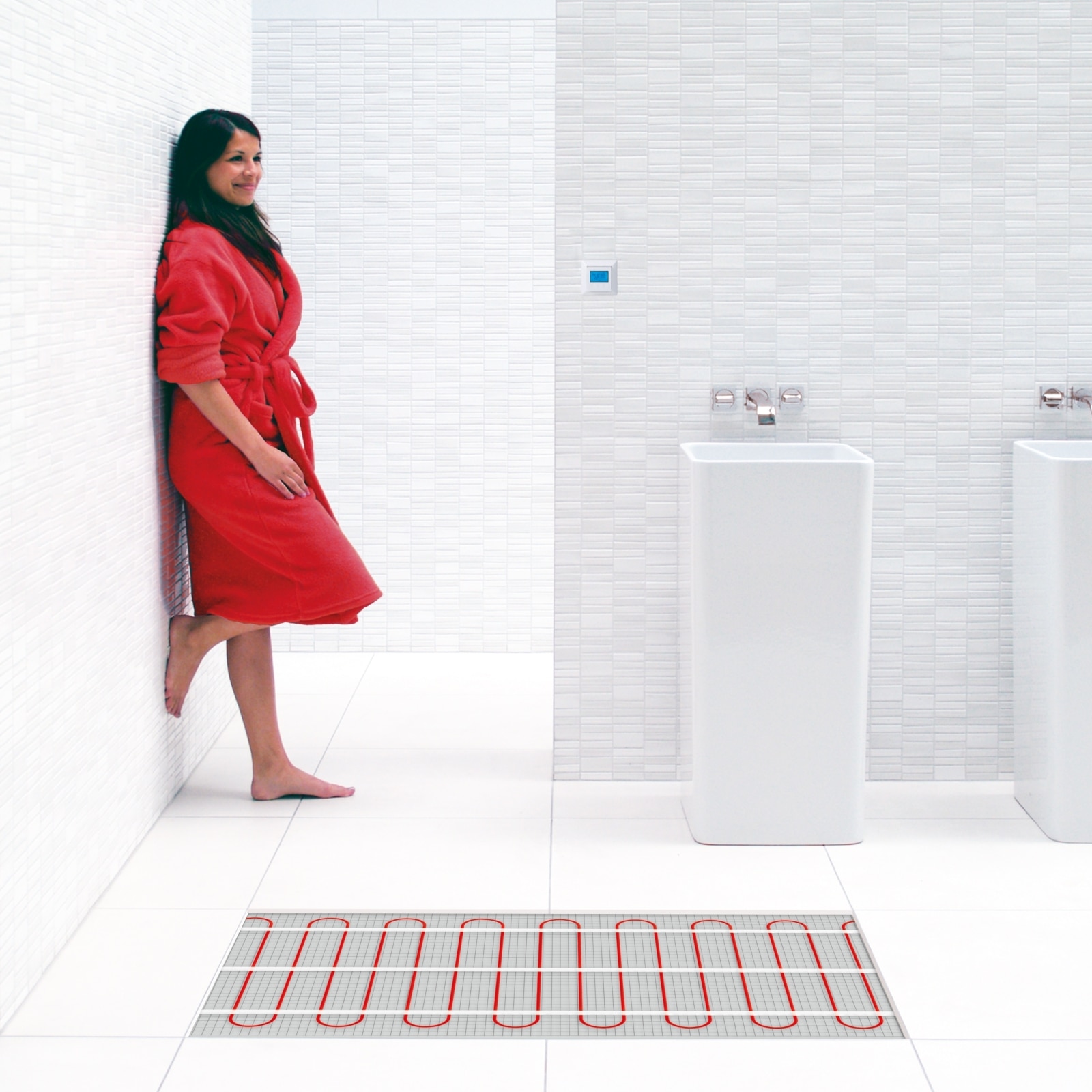 Kit covor incalzire in pardoseala C&F Technics 3 mp, 450 W, cu termostat digital C16 cu WiFi ...