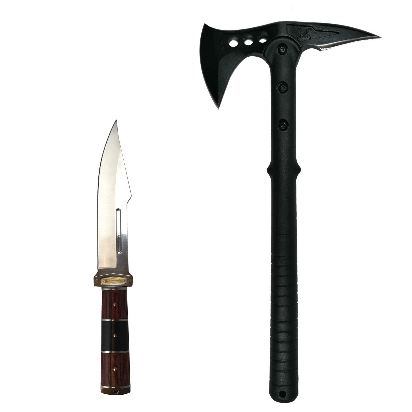 Set topor si cutit de vanatoare, maner ergonomic, harpoon full tang ...