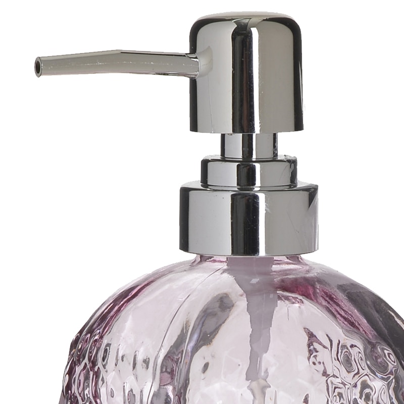 Recipient pentru sapun din sticla roz model buline, inaltime 18 cm ...