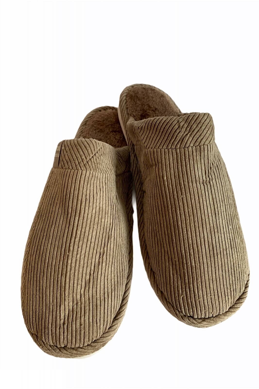 Papuci de casa pentru barbati, material textil, raiat, maro, marime 40 ...