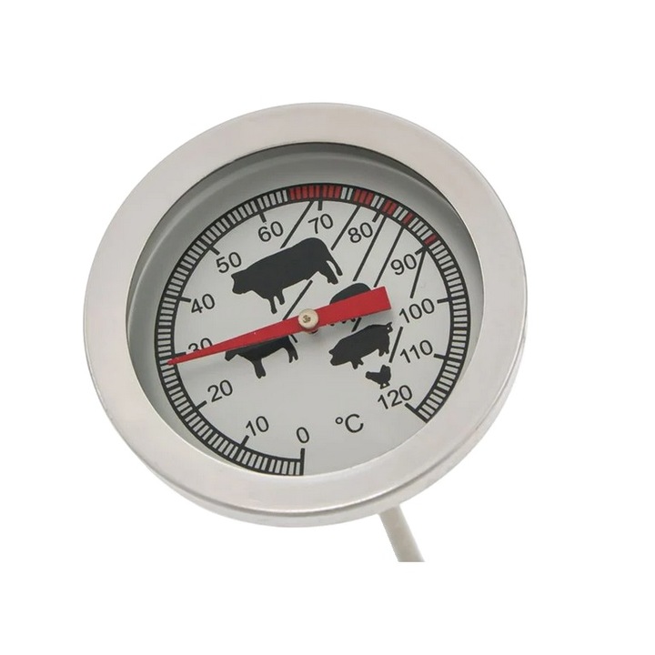 Термометър за стек от неръждаема стомана със сонда, MDM-049, аналогов ...