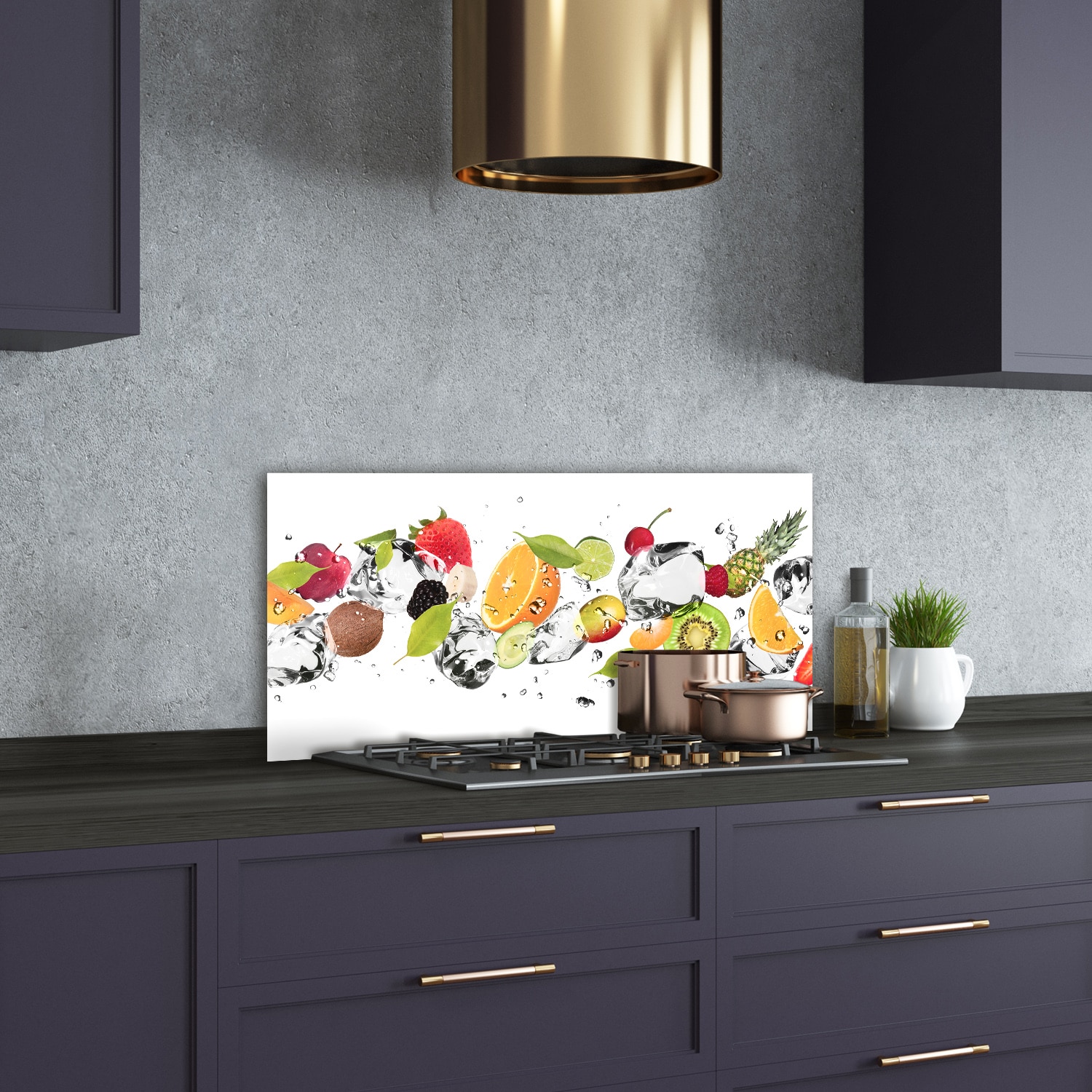 Panou de bucatarie, din sticla, Placi decorative din sticla, Fructe si ...