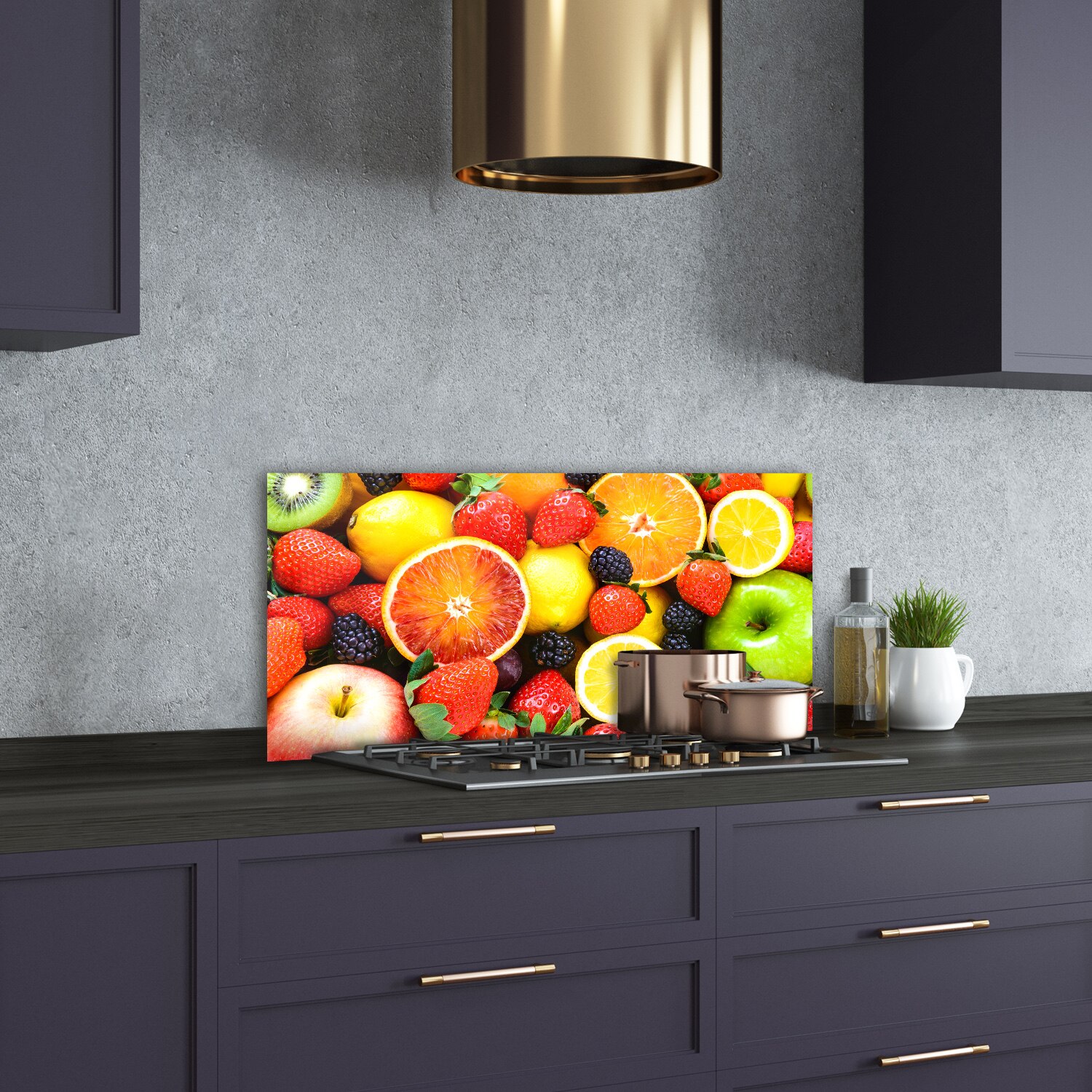 Panou de bucatarie, din sticla, Placi decorative, Fructe colorate, 100 ...