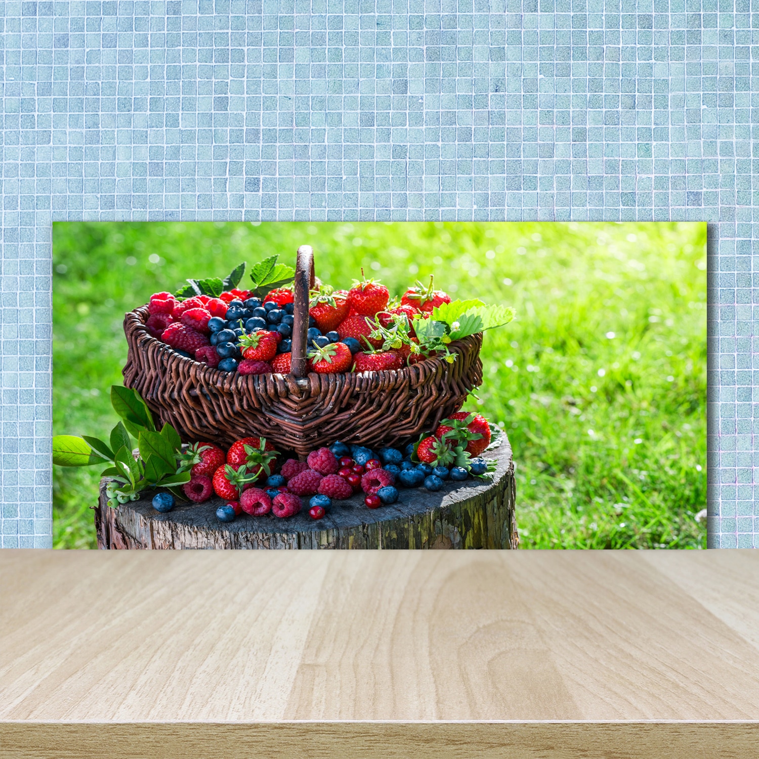 Panou de bucatarie, din sticla, 100 cm x 50 cm - Un cos cu fructe de ...