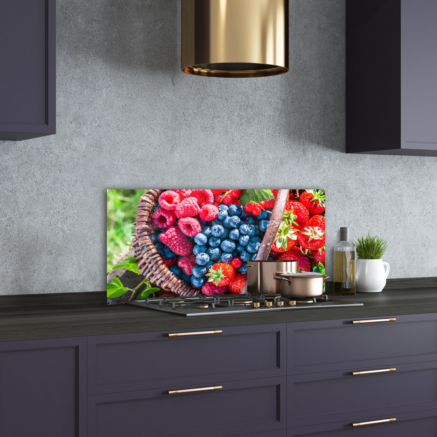 Panou de bucatarie, din sticla, Placi decorative, Un cos cu fructe de ...