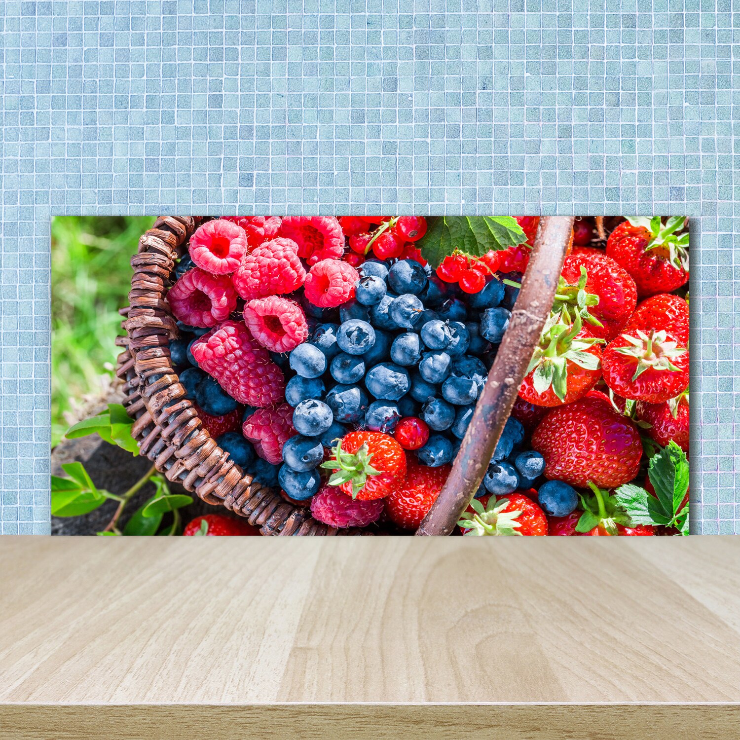 Panou de bucatarie, din sticla, Placi decorative, Un cos cu fructe de ...