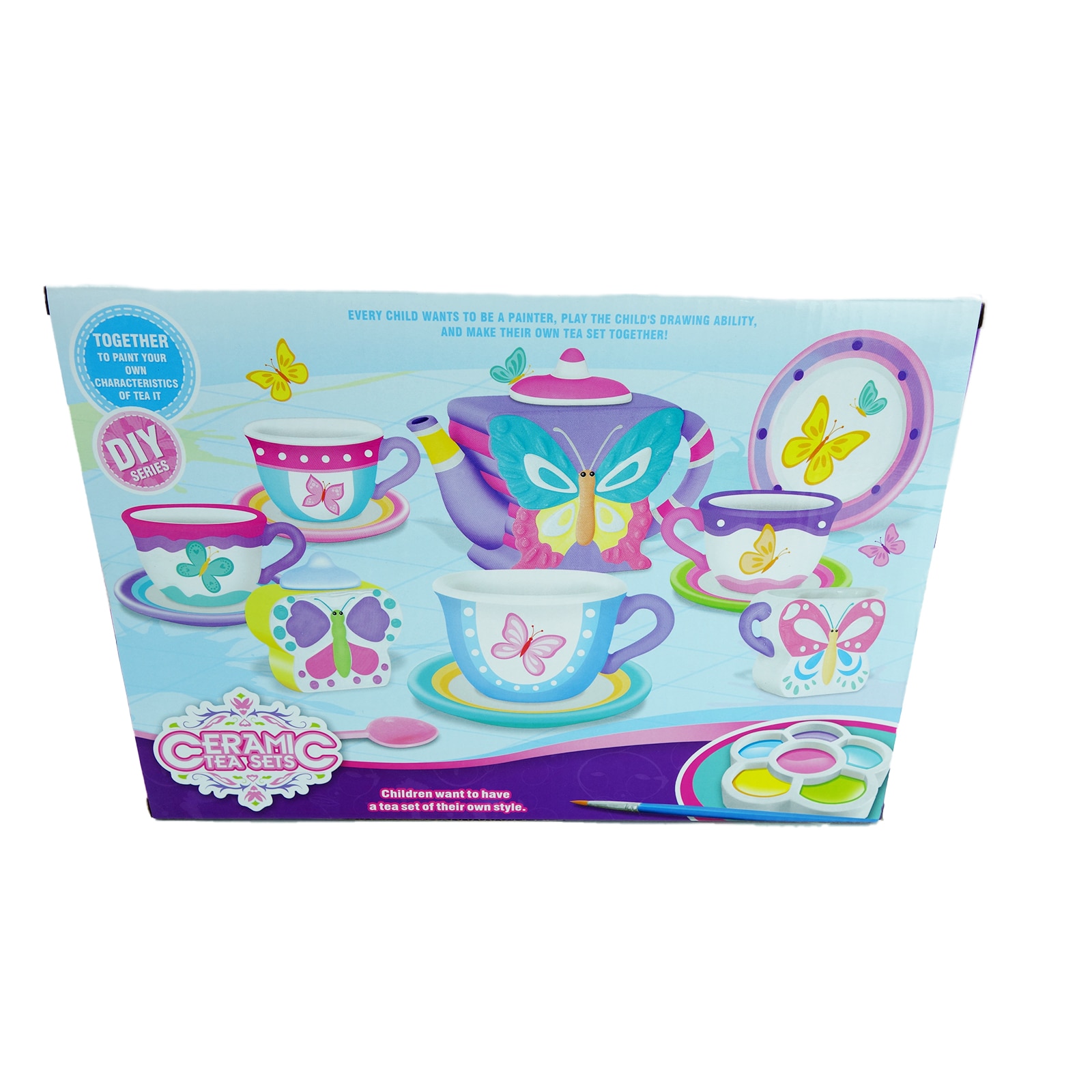 Set de ceai pentru pictat, din ceramica, 18 piese, multicolor - eMAG.ro