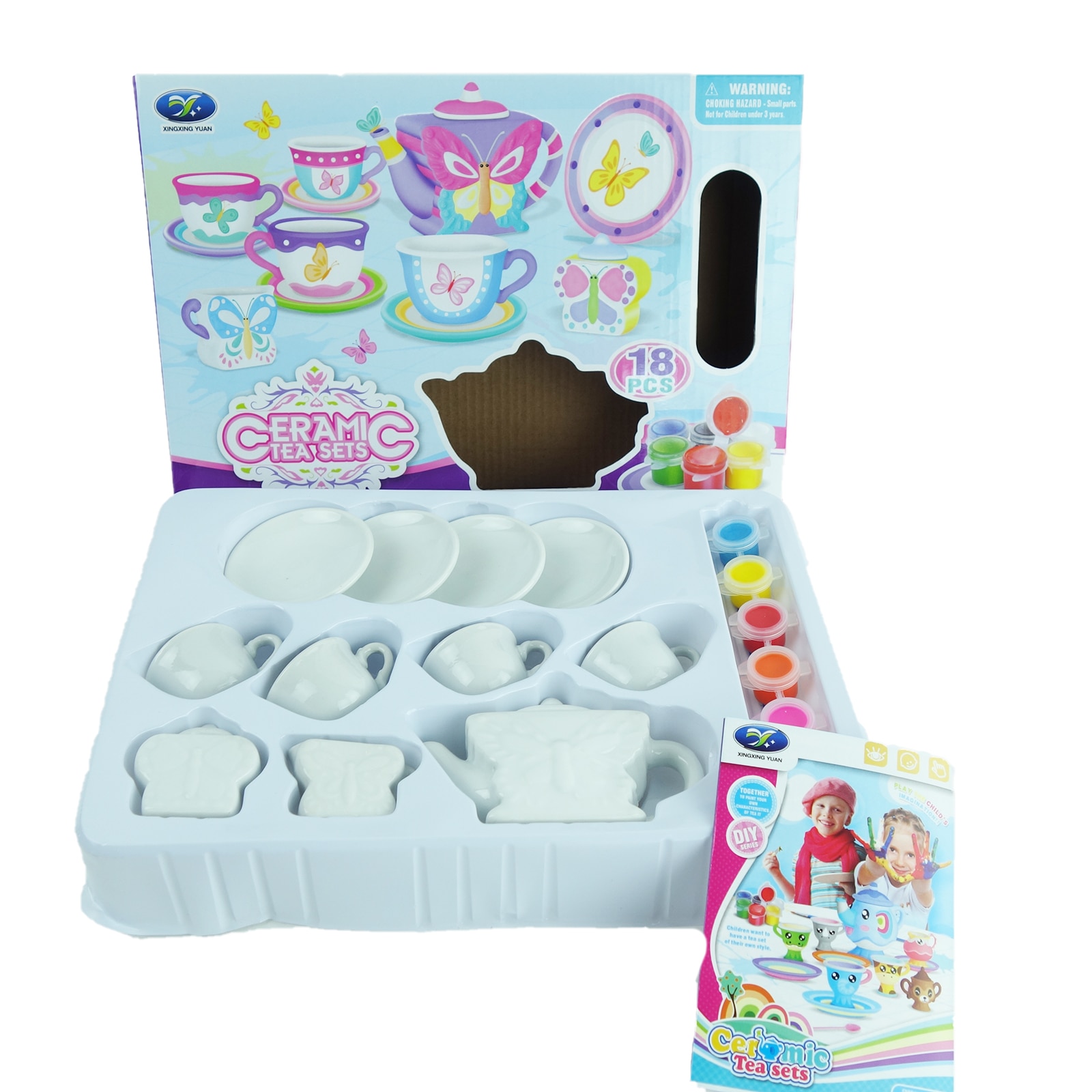 Set de ceai pentru pictat, din ceramica, 18 piese, multicolor - eMAG.ro