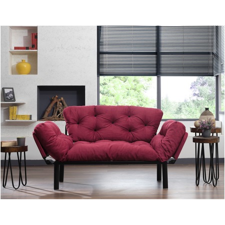 Futon Arona Két személyes kanapé, fém váz, 155x85x73 cm, Bordó - eMAG.hu
