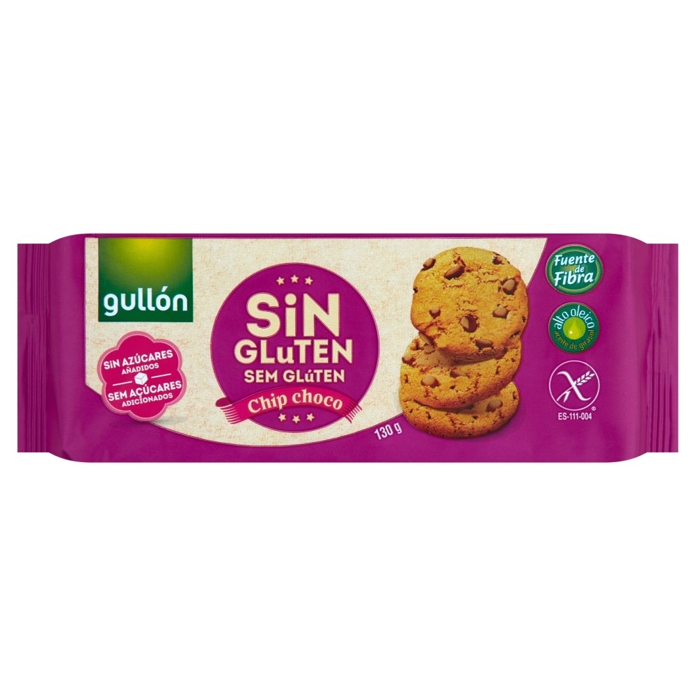 Biscuiti chips cu ciocolata fara zahar adaugat si fara gluten, Gullon ...