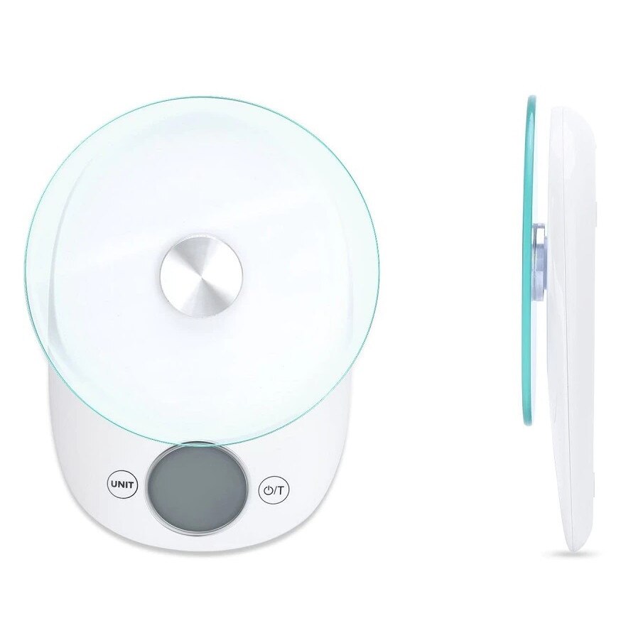 Cantar de bucatarie multifunctional, 5kg, Sticla securizata 4 mm, Functie tara, Functie ...