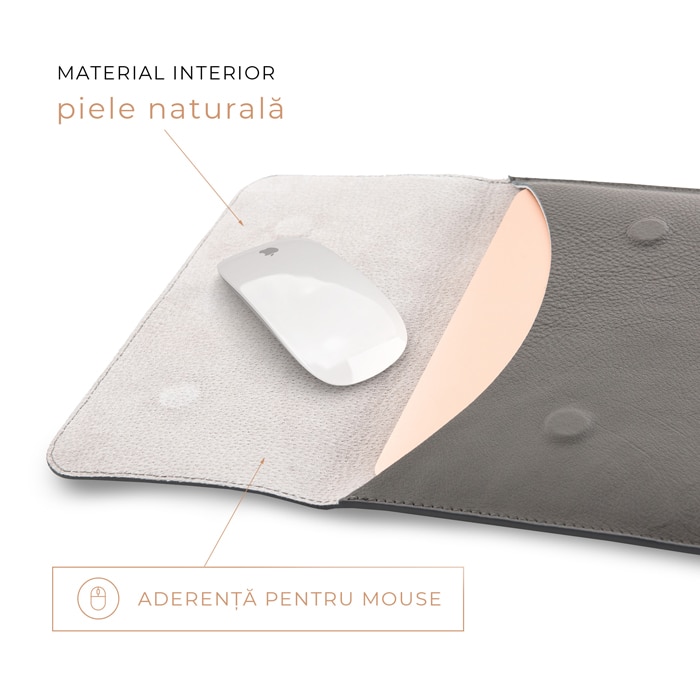 Husa laptop, MacBook PRO 15 inch, piele naturala cu mouse pad ...